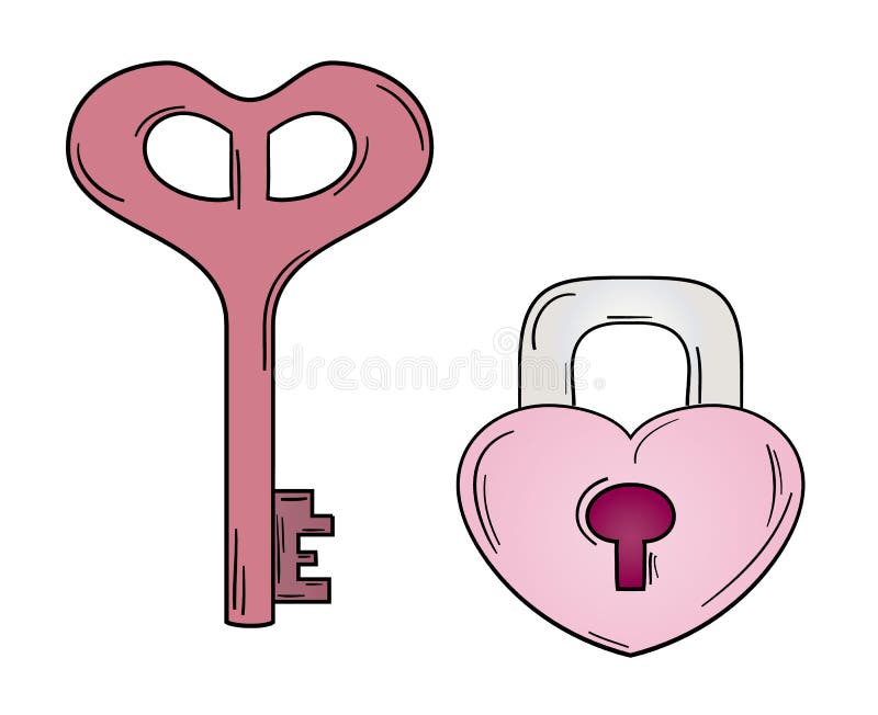 Key Lock in Heart Shape. Unlocked Heart Lock with Broken Heart Key. Stock Vector - Illustration ...
