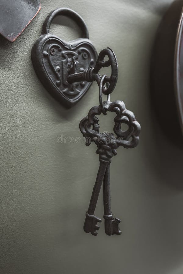 Key and Lock Heart Shaped. Close Up View Stock Image - Image of lock ...
