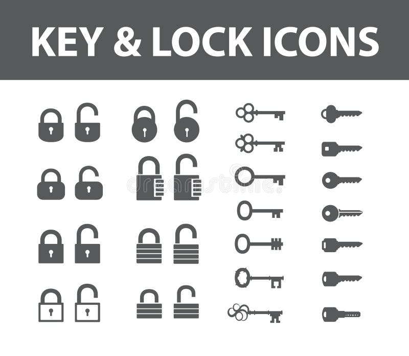 Key and Lock Icons stock vector. Illustration of element - 73148993