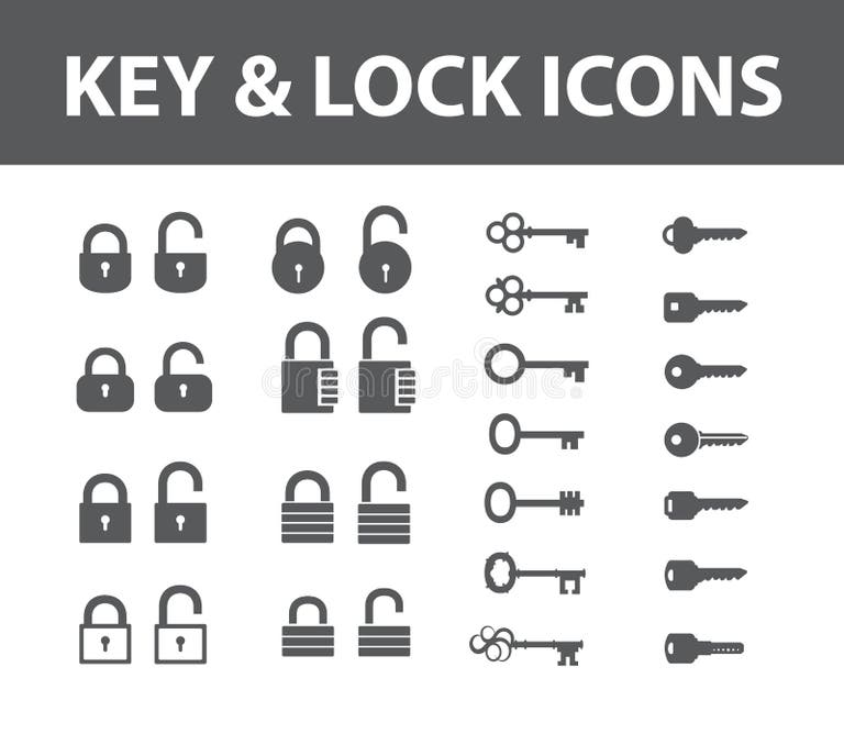 Key and Lock Icons stock vector. Illustration of element - 73148993