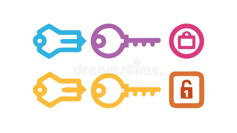 Key Lock Interface Icons for Access and Security, Vector Design Generative AI Stock Vector ...