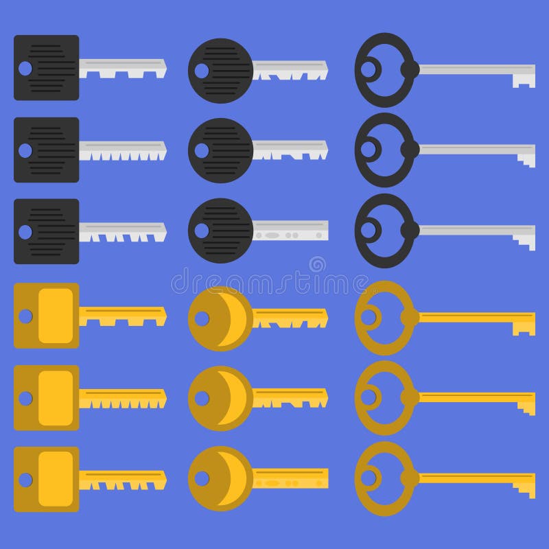 Key from the Lock, a Large Set of Keys from the Lock. Vector ...