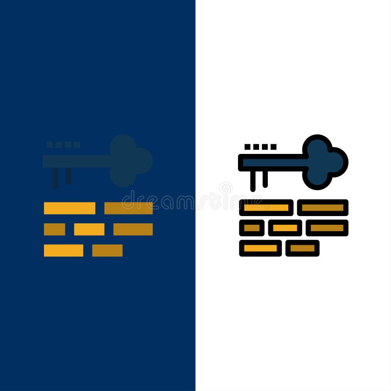 Key, Lock, Layout, Login Icons. Flat and Line Filled Icon Set Vector ...