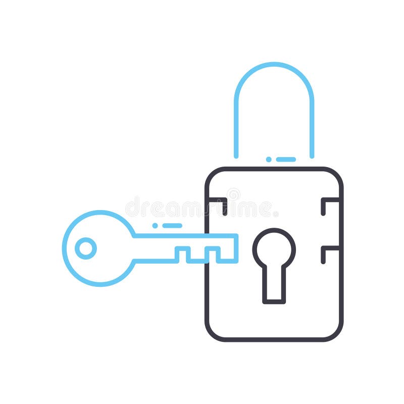 Key in Lock Line Icon, Outline Symbol, Vector Illustration, Concept ...