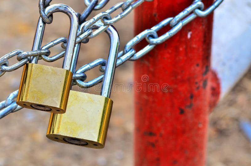 Key Lock Locked with a Chain Stock Photo - Image of chrome, isolation ...