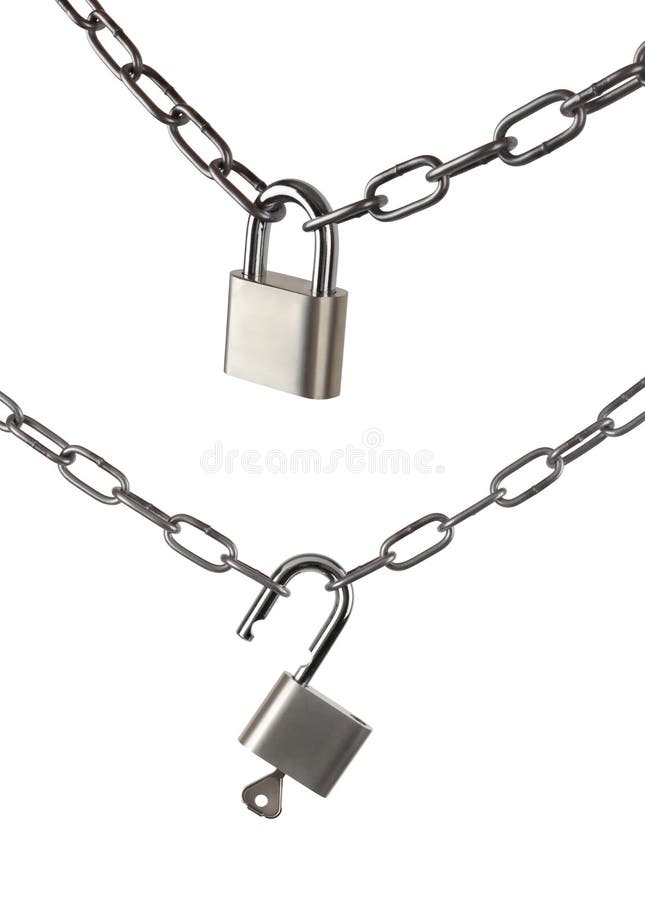 Key Lock Locked and Opened with a Chain Stock Photo - Image of lock ...