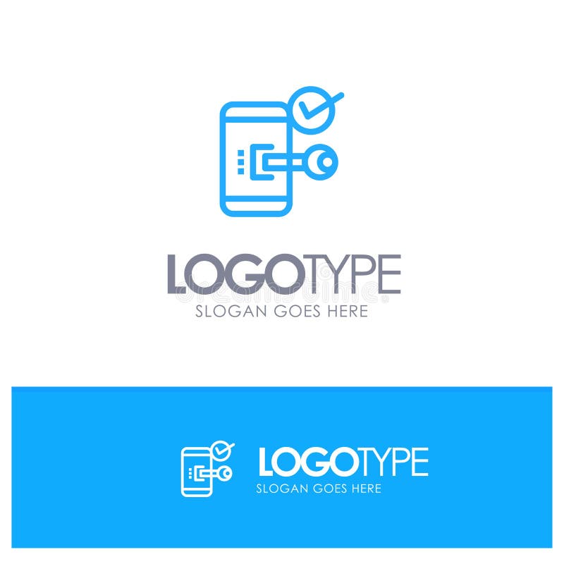 Key, Lock, Mobile, Open, Phone, Security Blue Outline Logo Place for ...
