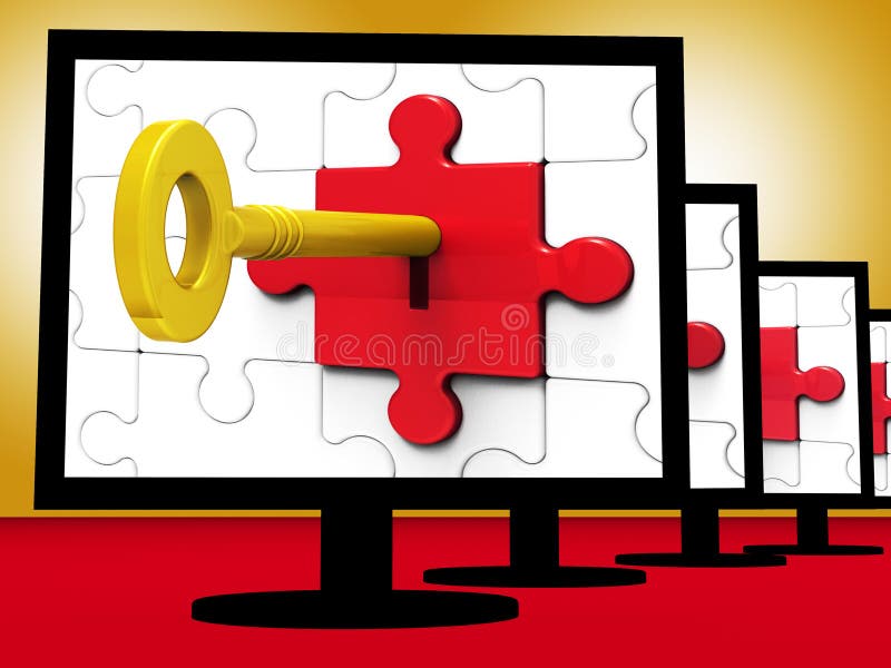 Key in Lock on Monitors Shows Prohibited Shows Stock Illustration ...
