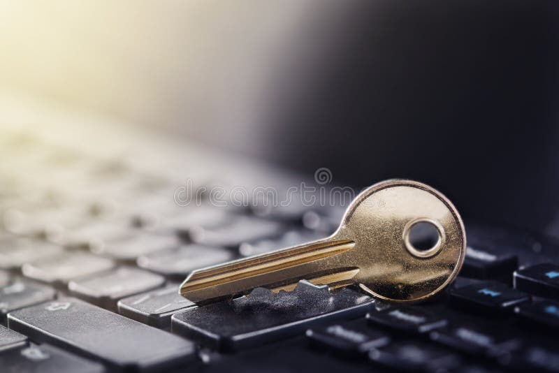 Computer with Key stock image. Image of concepts, symbol - 248461