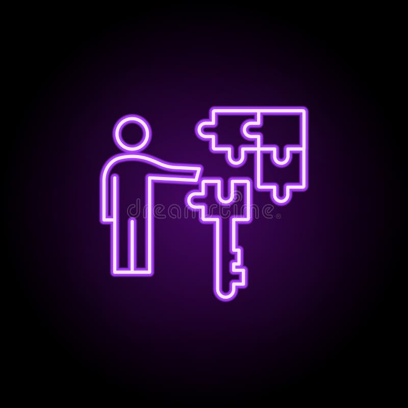Key, Lock, Problem Icon. Elements of Professional SEO in Neon Style ...