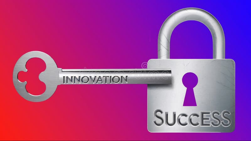 The Key and Lock Say Innovation and Success Stock Illustration ...