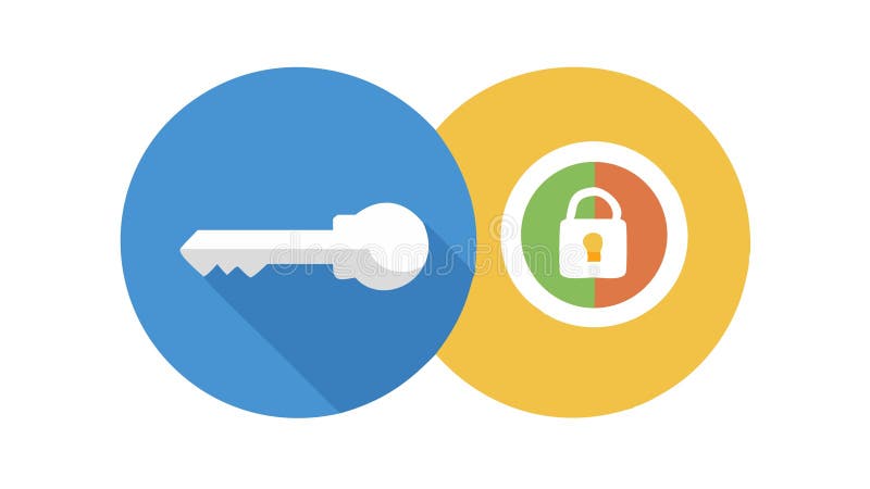 Key with Lock Security Access Flat Design UI UX Icon, Vector Design ...