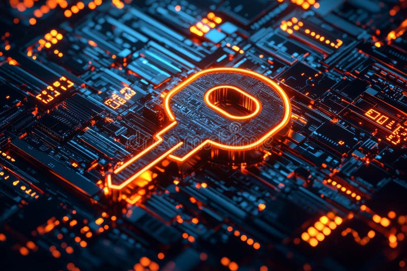 A Key and Lock Symbol is Shown Over Binary Code, Symbolizing Secure ...