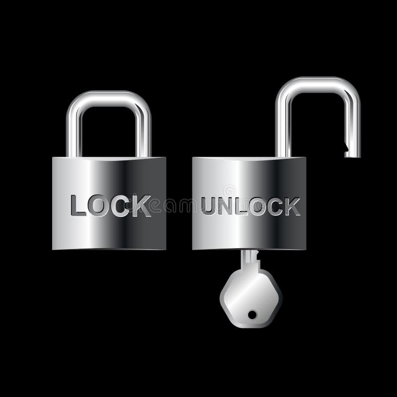 Key Lock and Unlock Gold-silver Stock Vector - Illustration of access ...