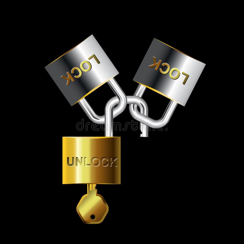 Key Lock and Unlock Gold-silver Stock Vector - Illustration of lock ...