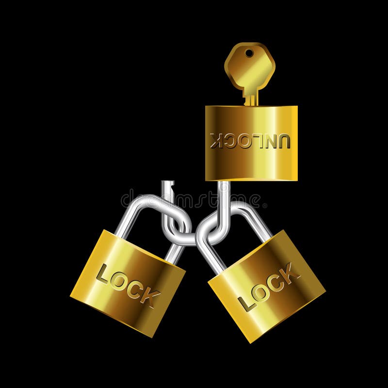 Key Lock and Unlock Gold-silver Stock Vector - Illustration of safe ...