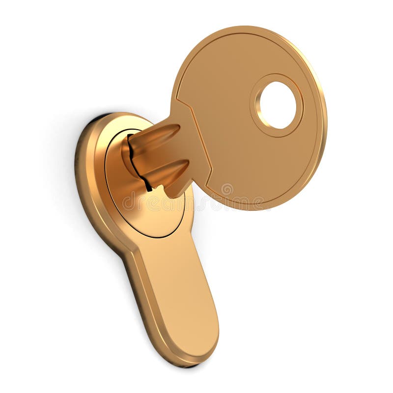 Golden key in keyhole stock illustration. Illustration of closed - 25897211
