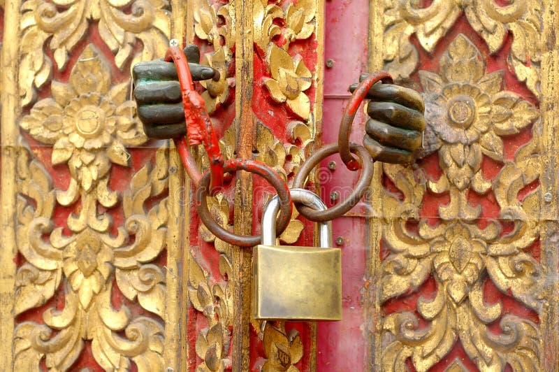 Chinese red door stock image. Image of orient, lion, metal - 35175853