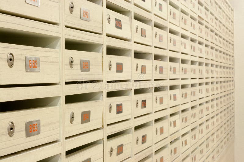 Key Locked Wooden Mailbox Panel in Apartment Stock Photo - Image of ...