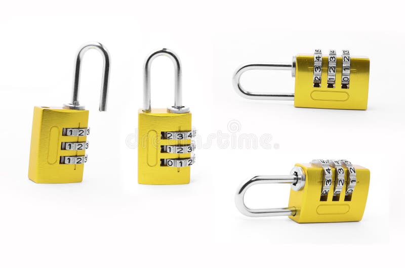 Key Locks with Three Digit Golden Number Code. Stock Image - Image of ...