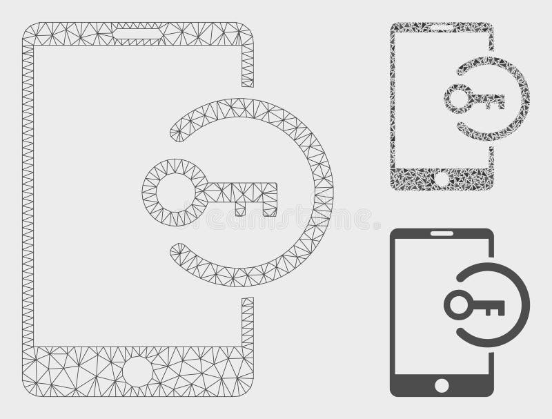Key Login Smartphone Vector Mesh Wire Frame Model and Triangle Mosaic ...