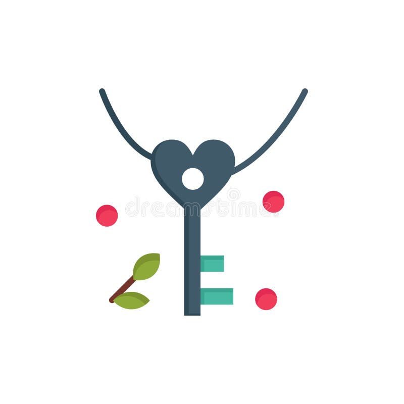 Key, Love, Heart, Wedding Flat Color Icon. Vector Icon Banner Template ...