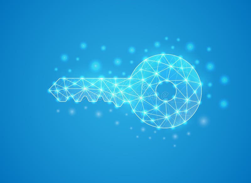 Key Low Poly Symbol with White Connected Dots. 3d Geometric Polygonal ...