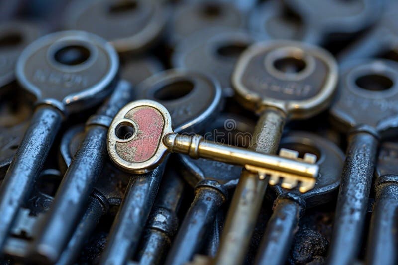 A Key Lying Apart from a Pile of Identical Keys Symbolizing the Unique ...