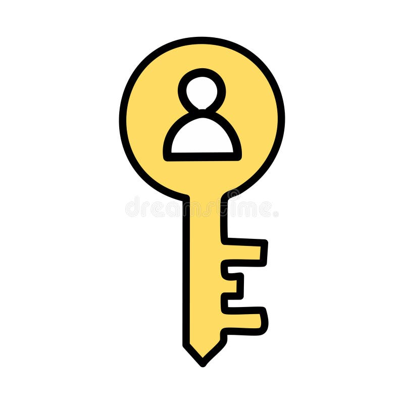 Key with Man Profile Sign Vector Color Icon Stock Vector - Illustration ...