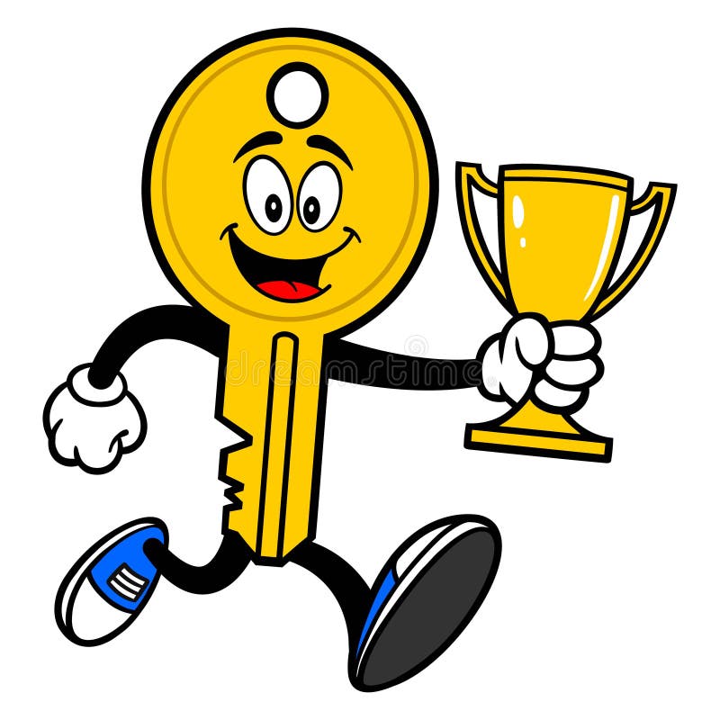 Key Mascot Running with a Trophy Stock Vector - Illustration of unlock ...
