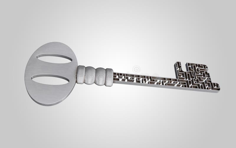 The Key is a Maze, on a Gray Gradient Background. Stock Illustration ...