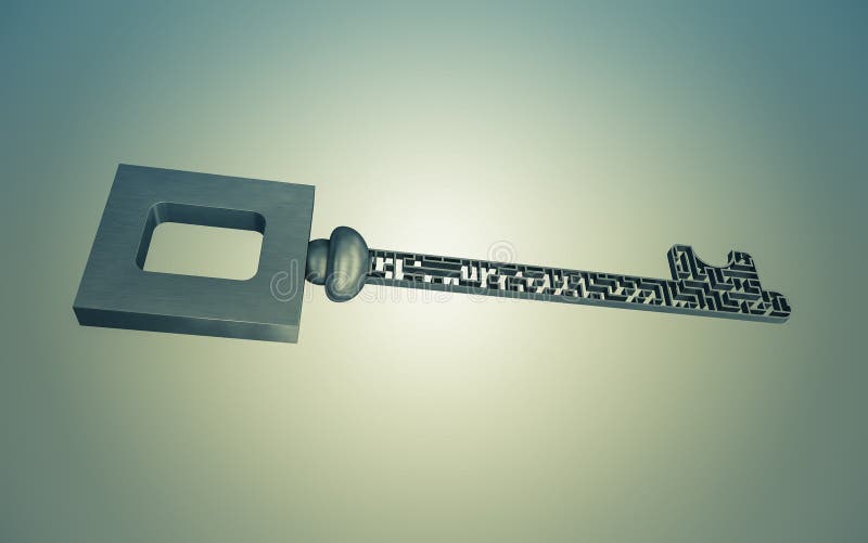 The Key is a Maze, on a Gray Gradient Background. Stock Illustration ...