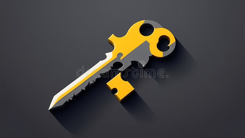 Key with Missing Part Flat Lay on Dark Background Stock Illustration ...