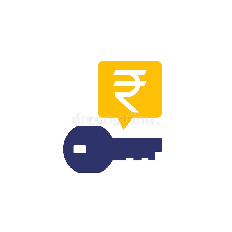 Key Money Icon with a Rupee Stock Vector - Illustration of current ...