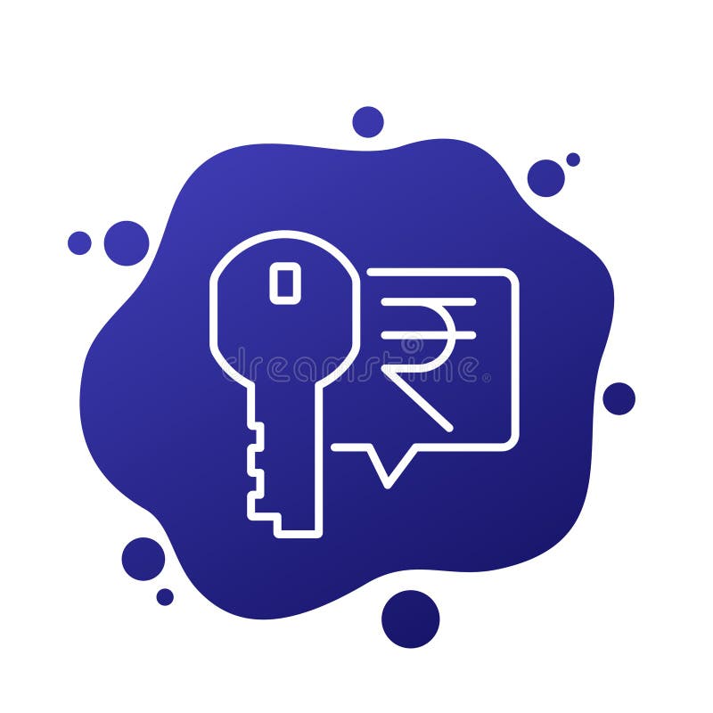 Key Money Icon with Rupee in Line Design Stock Illustration ...