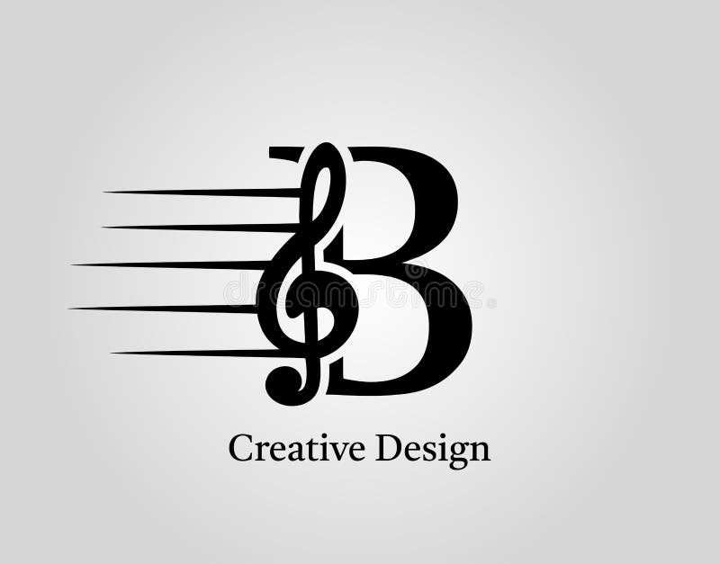Key Note B Letter Logo Vector. Music Note on Initial B Design Stock ...