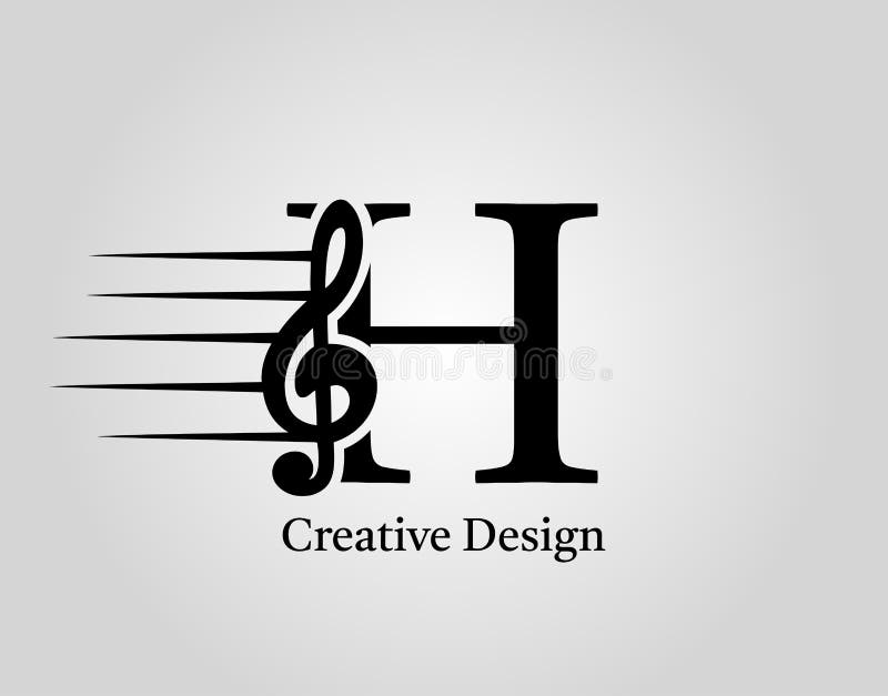 Key Note H Letter Logo Vector. Music Note on Initial H Design Stock ...