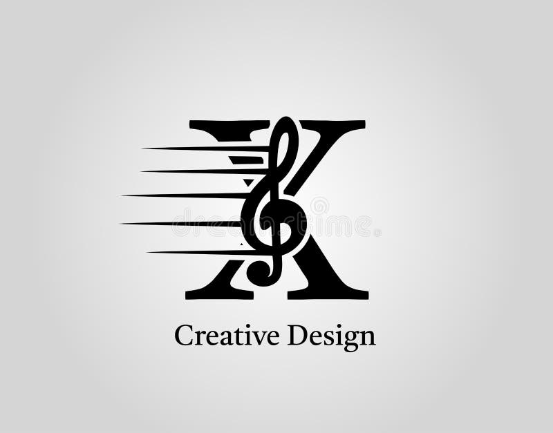 Key Note X Letter Logo Vector. Music Note on Initial X Design Stock ...