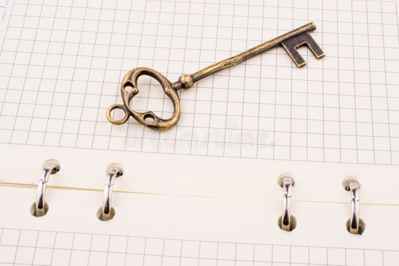 Key on notebook stock photo. Image of antique, education - 145799324