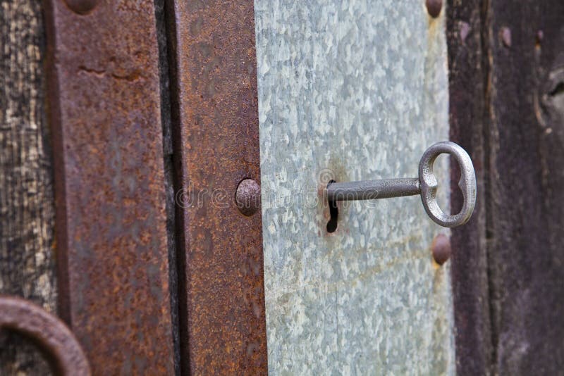 Key in a old door stock photo. Image of obsolete, keyhole - 86169600