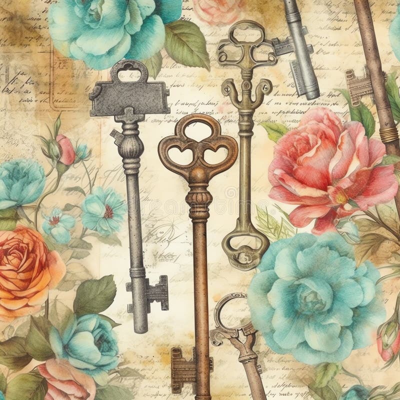 Key Old Paper, Vintage Digital Paper Stock Illustration - Illustration ...