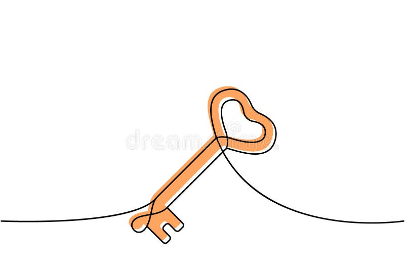 Key One Line Colored Continuous Drawing. Home Key Continuous One Line ...