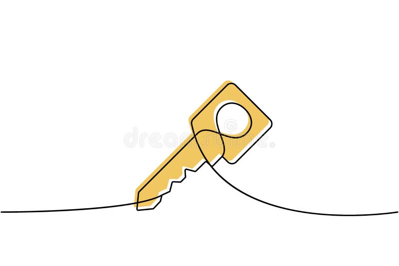Key One Line Colored Continuous Drawing. Home Key Continuous One Line ...