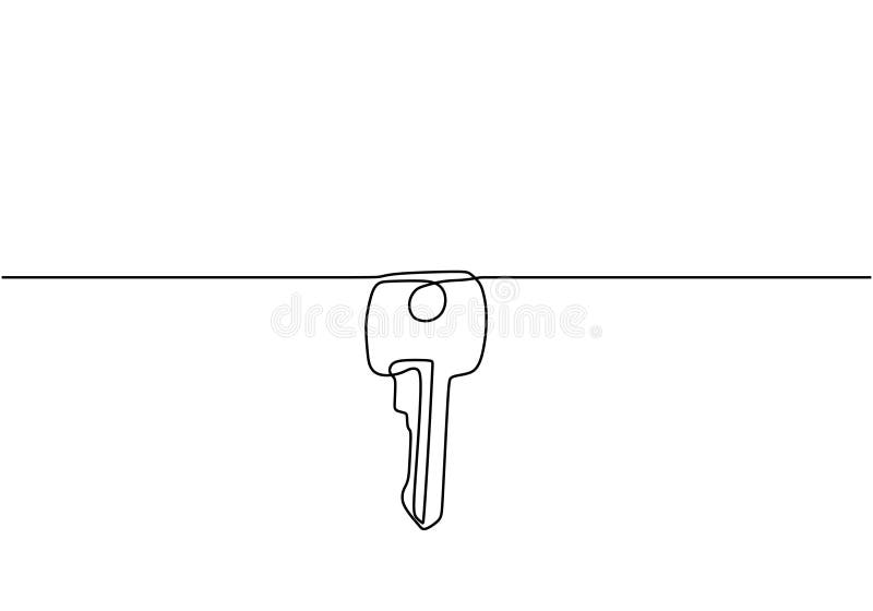Key One Line Drawing of Isolated Vector Object Stock Vector ...