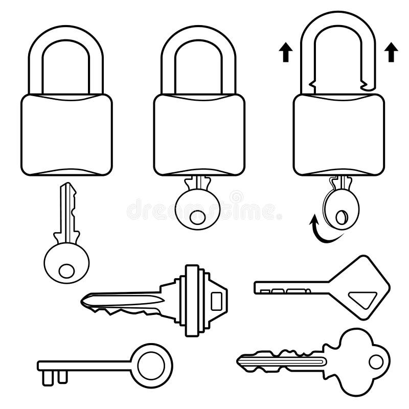 Lock and key stock illustration. Illustration of guarantee - 33360999
