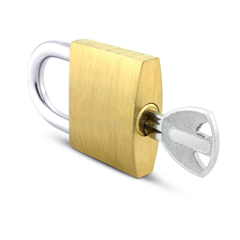 Key in Padlock stock photo. Image of locked, white, closed - 16140134