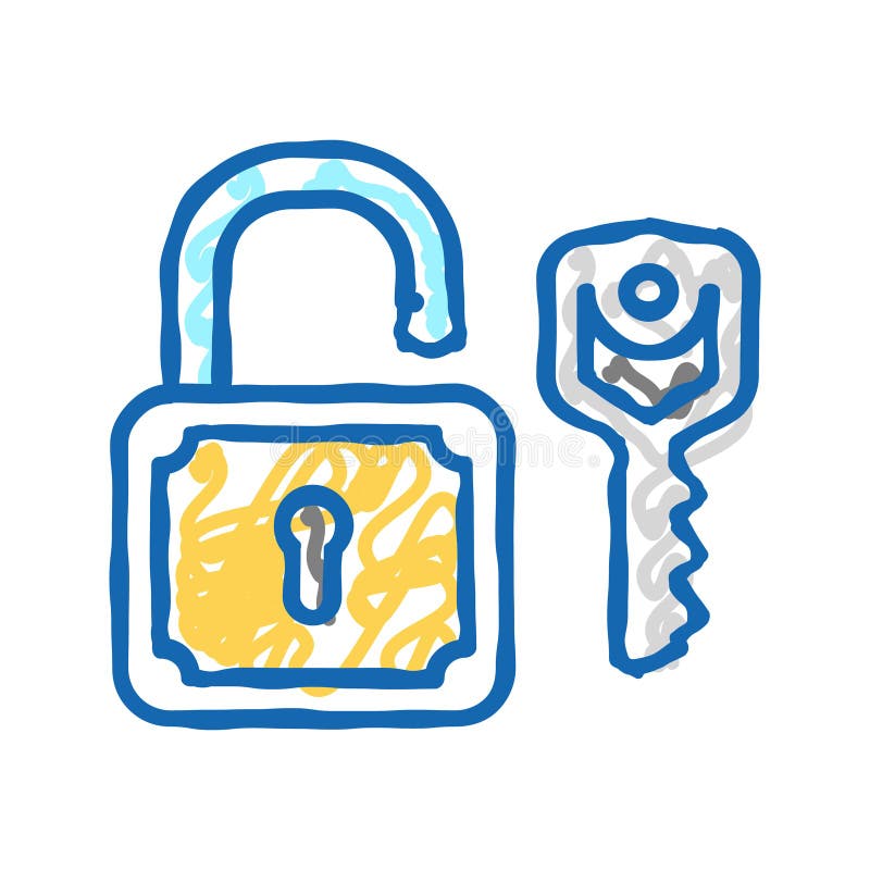 Key Padlock Icon Doodle Illustration Stock Vector - Illustration of ...