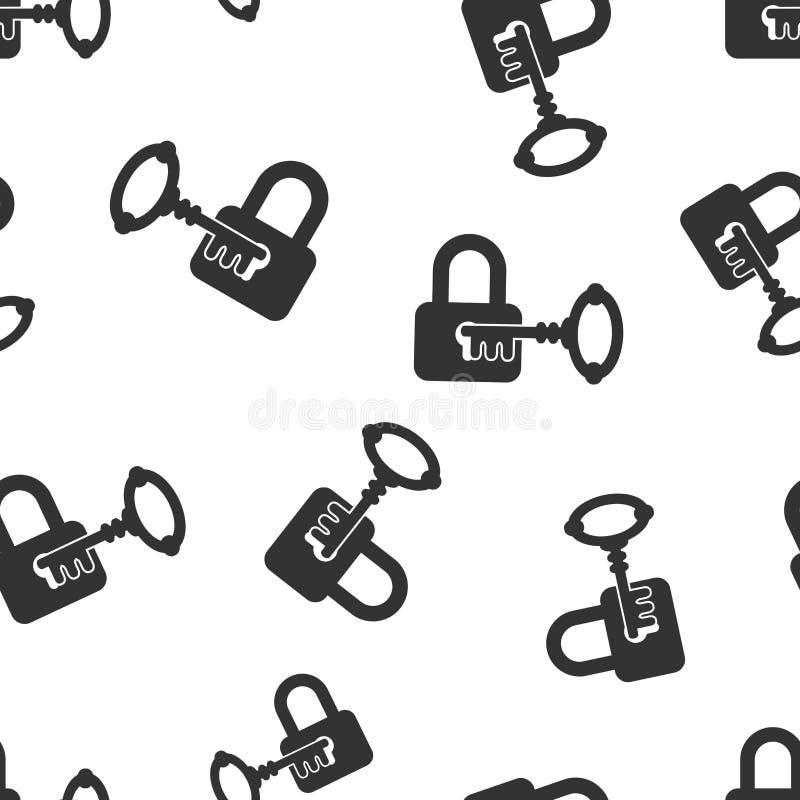 Key with Padlock Icon Seamless Pattern Background. Access Login Vector ...