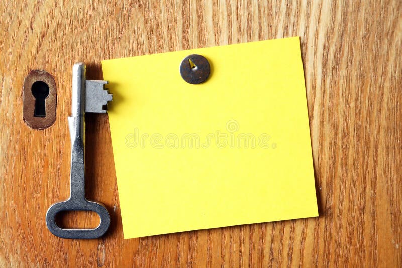 Key and Paper for Message stock photo. Image of metal - 297115626