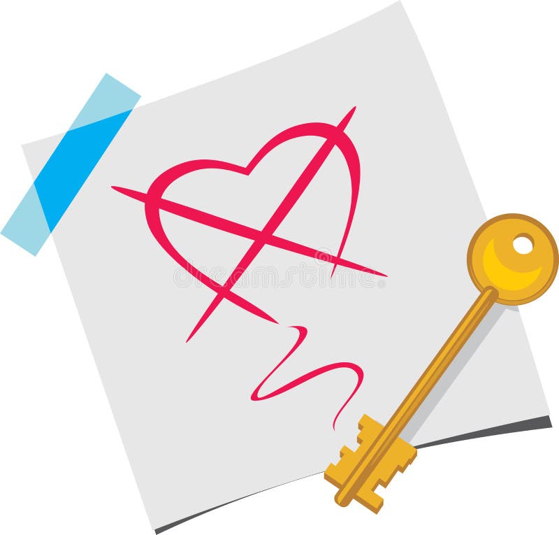 The key on a paper sheet stock vector. Illustration of drawing - 88694136